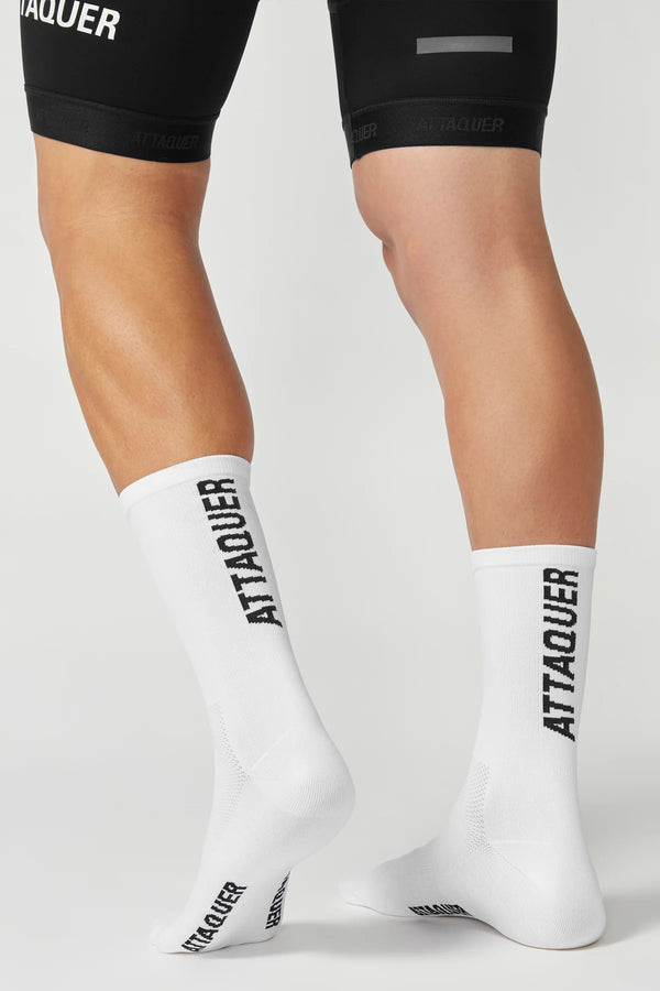 Attaquer | Vertical Logo Socks | White - G!RO