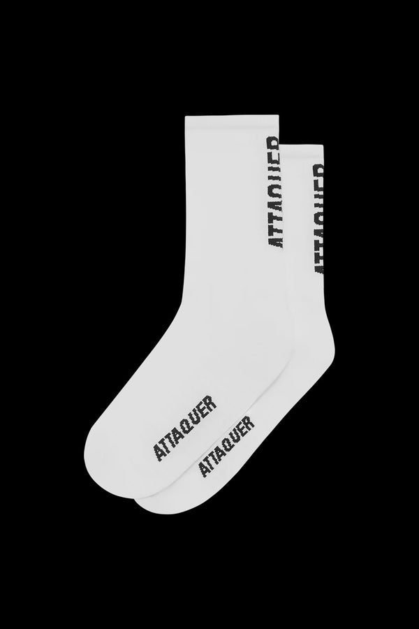 Attaquer | Vertical Logo Socks | White - G!RO